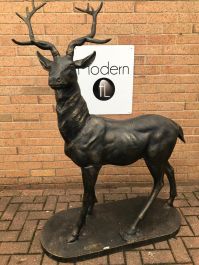 Large standing stag garden statue facing right | ModernFL